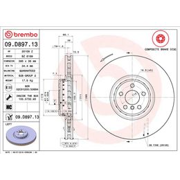 Brembo Bremsscheibe TWO-PIECE DISCS LINE vorne links innenbel&uuml;ftet 395mm f&uuml;r ROLLS-ROYCE BMW (BRILLIANCE) 34116887397 34116860919 09.D897.13