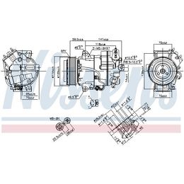 NISSENS Kompressor, Klimaanlage 12V für VAUXHALL OPEL 39164666 1618495 39072512 890267
