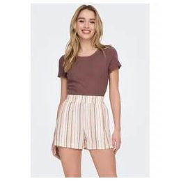 Kurzarmshirt Only "ONLCARLOTTA S/S TOP JRS NOOS", Damen, Gr. XS, braun (rose braun), Single Jersey, Obermaterial: 100% Baumwolle, unifarben, normal, Rundhals, gewellter Abschluss, Shirts