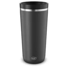 Thermobecher Alfi "ISO COFFEE MUG PRO, absolut dicht, spülmaschinenfest", velvet schwarz mat, B:8cm H:17,2cm Ø:8,1cm, Edelstahl, Kunststoff, Silikon, Trinkgefäße, 0,38l, 6h heiß & 12h kalt, mit Druckknopf & Teebeutel-Aufhänger