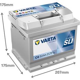 Varta Starterbatterie DYNAMIC SLI 12 V, 52 Ah, 520 A 12V 52Ah 520A für RENAULT SUZUKI VW FIAT TOYOTA AUDI JAGUAR OPEL CHEVROLET NISSAN 3D0915105C 3361