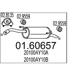 MTS MARKENTECHNIKSERVICEGMBH & CO. KG MTS Endschalldämpfer für NISSAN 20100AY10A 20100AY10B 01.60657