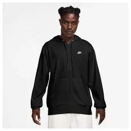 Hoodie Nike SPORTSWEAR "M NK CLUB FT PO HOODIE", Herren, Gr. L, schwarz, schwarz, weiß, Obermaterial: 80% Baumwolle, 20% Polyester, normal, Rundhals, Sweatshirts