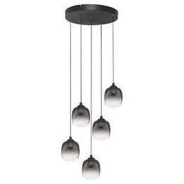 NOVA LUCE Pendelleuchte "KITA", schwarz, rauch, 5, Ø 43cm H: 150cm, 1 Stk., Leuchten