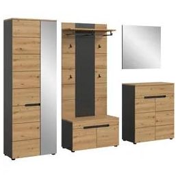 Garderoben-Set Inosign "REHAT, TOPSELLER, 5-teilig, Breite 255cm, individuell erweiterbar", basalt grau nb, artisan nb, Kastenmöbel-Sets, Garderobenkombination, Kombination, Set, Flurgarderobe, Diele