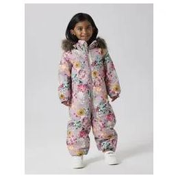 Overall name it "NMFSNOW10 SUIT AOP FO NOOS", Mädchen, Gr. 128, woodrose aop:flower rabbit, Fleece, Obermaterial: 100% Polyester, bedruckt, regular fit, Overalls