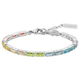 Tennisarmband Lacoste "DUCHESS", edelstahlfarben, rot, orange, gelb, champagner, grün, hellblau, türkis, flieder, rosa, rot, orange, gelb, champagner, grün, hellblau, türkis, flieder, rosa, Armbänder, Damen, 18cm, Edelstahl, mit Preciosa Crystal