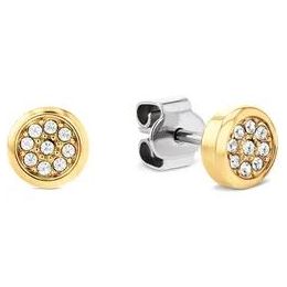 Ohrring-Set Tommy Hilfiger "EARRING PACK", gelbgoldfarben, edelstahlfarben, kristallweiß, kristallweiß, Ohrringe, Damen, Edelstahl, mit Preciosa Crystal