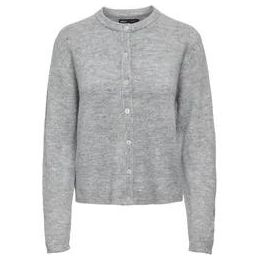 Strickjacke Only "ONLSIMONI L/S O-NECK CARDIGAN KNT NOOS", Damen, Gr. M, grau (medium grau melange), Strick, Obermaterial: 74% Polyacryl, 24% Polyester, 2% Elasthan, unifarben, relaxed fit normal, Rundhals, Rippbündchen, Strickjacken