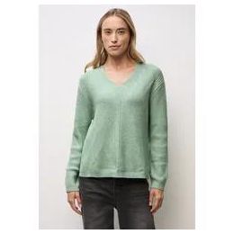 V-Ausschnitt-Pullover Street One, Damen, Gr. 36, serene grün meliert, Web, 37% Baumwolle, 34% Polyacryl, 26% Polyester, 3% Elasthan, unifarben, normal normal, V-Ausschnitt, normaler Saum, Pullover, in Unifarbe