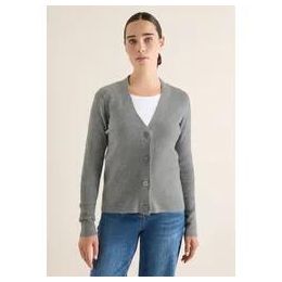 Cardigan Cecil, Damen, Gr. XS (36), sporty grau melange, Web, 37% Baumwolle, 34% Polyacryl, 26% Polyester, 3% Elasthan, unifarben, normal normal, V-Ausschnitt, abgesteppt, Strickjacken, aus Feinstrick
