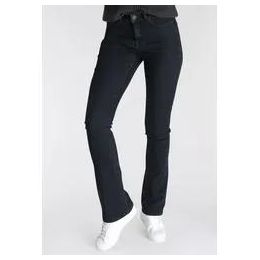 Bootcut-Jeans Arizona "Ultra Soft", Damen, Gr. 40, N-Gr, blau (rinsed), Denim/Jeans, Obermaterial: 61% Baumwolle, 25% Polyester, 11% Viskose, 3% Elasthan, Basic, bootcut fit lang, Jeans, elastische Passform, ausgestellte Beinform, hohe Leibhöhe, Topseller