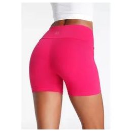 Shorts Lascana, Damen, Gr. 44/46, N-Gr, pink, Single Jersey, Obermaterial: 95% Baumwolle, 5% Elasthan, unifarben, Basic, kurz, Hosen Shorts, mit breitem B&uuml;ndchen und Logodruck, Loungewear
