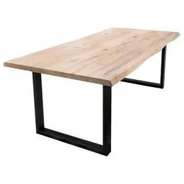 Esstisch Home Affaire "Tristan", weiß (weiß wash, schwarz, weiß), B:160cm H:77cm T:90cm, Tische, mit Baumkante