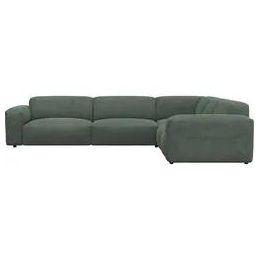 Ecksofa FLEXLUX "Lucera, super bequem durch hochwertigen Sitzaufbau mit Kaltschaum", grün (dusty grün), B:319cm H:73cm T:285cm, 85% Polyester/15%Polyamide, Sofas, modern & anschmiegsam, L-Form, Designsofa