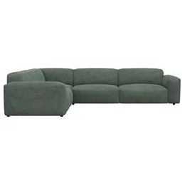 Ecksofa FLEXLUX "Lucera, super bequem durch hochwertigen Sitzaufbau mit Kaltschaum", grün (dusty grün), B:319cm H:73cm T:285cm, 85% Polyester/15%Polyamide, Sofas, modern & anschmiegsam, L-Form, Designsofa