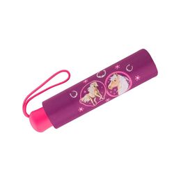 Scout Kinder-Taschenschirm mit reflektierendem Streifen Pink Horse 90 cm Regenschrim | Gr.: onesize
