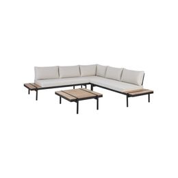 Beliani 7-tlg Lounge Set BELLARIVA in Weiß/Schwarz/Braun | Gr.: onesize