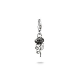 Thomas Sabo Charm-Anh&auml;nger True Romance Rose Emaille Original in silber, schwarz | Gr.: onesize