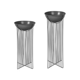 Beliani 2er-Set Indoor Blumentopf FICARIA in Schwarz | Gr.: onesize