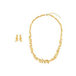 Steel_Art Schmuckset Frauen mit Halskette und Ohrringen Set Partis silberfarben in goldfarben | Gr.: onesize