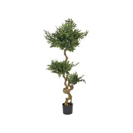 Beliani Kunstpflanze RUSCUS TREE in Grün/Schwarz - (W) 80 x (H) 166 x (L) 80 cm | Gr.: onesize