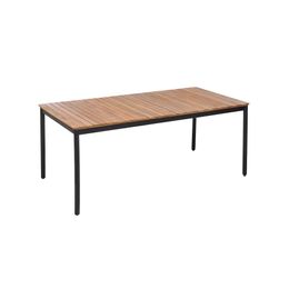 Beliani Gartentisch VALLESE in Braun/Schwarz - (W) 90 x (H) 76 x (L) 180 cm | Gr.: onesize