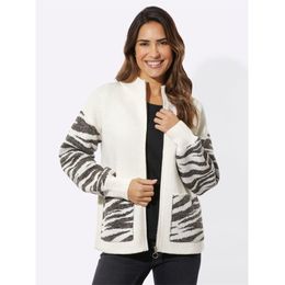 Sieh an! Strickjacke in ecru-graphit-gemustert | Gr.: 52