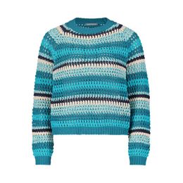 BETTY & CO BETTY & CO Lochstrick-Pullover mit Rippb&uuml;ndchen in Petrol/Dark Blue | Gr.: 44