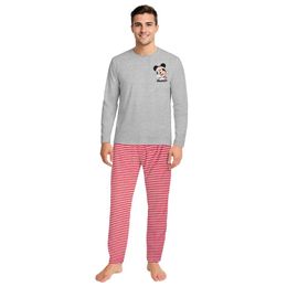 Disney Mickey Mouse XMAS Schlafanzug Langarm Christmas in grau | Gr.: M