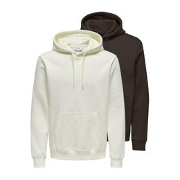 Only & Sons ONLY & SONS Sweatshirt / Hoodie Connor in Dunkelbraun / creme | Gr.: L