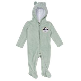 Disney Mickey Mouse Fleece Overall Kapuze Strampler Onesie Jumpsuit in grün | Gr.: 62/68