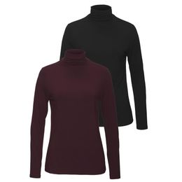 Lascana Stehkragenshirt in aubergine, schwarz | Gr.: 36-38