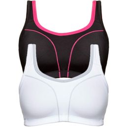 SuSa 2er Pack Sport BH Move high in schwarz-pink weiß-grau | Gr.: 90A
