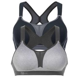 Anita Sport BH X-Back dynamiX star in heather grey schwarz-anthrazit | Gr.: 80F