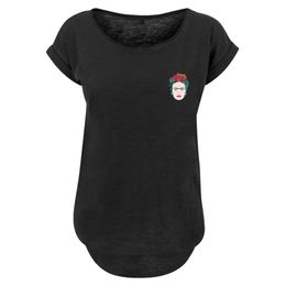 F4NT4STIC Long Cut T-Shirt Frida Kahlo Small Illustration in schwarz | Gr.: XL