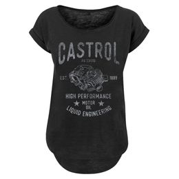 F4NT4STIC Long Cut T-Shirt Castrol Retro Engine in schwarz | Gr.: XS