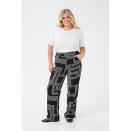 Kaffe curve Casual Hose KCdonna Regular fit in Black/Beige Graphic Lines | Gr.: 52