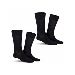 Kunert Socken Comfort Cotton 2-Pack druckfreier Bund in Black | Gr.: 47-50