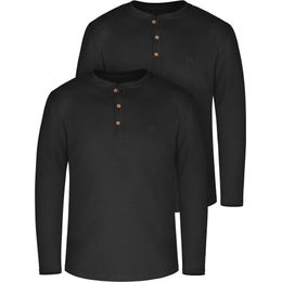 Normani 2er Set Herren Langarm Shirts aus Bio-Baumwolle Neuville in Schwarz | Gr.: 3XL