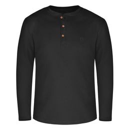 Normani Herren Langarm Shirt aus Bio-Baumwolle Neuville in Schwarz | Gr.: 4XL