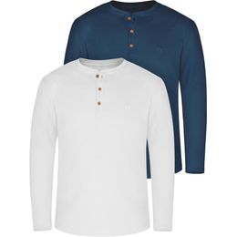 Normani 2er Set Herren Langarm Shirts aus Bio-Baumwolle Neuville in Marine/Wei&szlig; | Gr.: L
