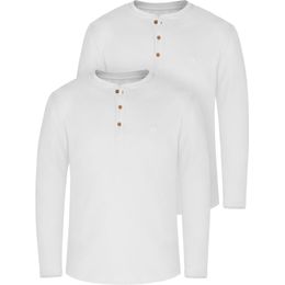 Normani 2er Set Herren Langarm Shirts aus Bio-Baumwolle Neuville in Weiß | Gr.: 3XL