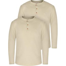 Normani 2er Set Herren Langarm Shirts aus Bio-Baumwolle Neuville in Beige | Gr.: M