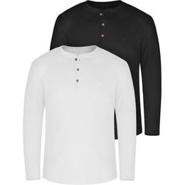Normani 2er Set Herren Langarm Shirts aus Bio-Baumwolle Neuville in Schwarz/Weiß | Gr.: M