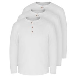 Normani 3er Set Herren Langarm Shirts aus Bio-Baumwolle Neuville in Wei&szlig; | Gr.: L