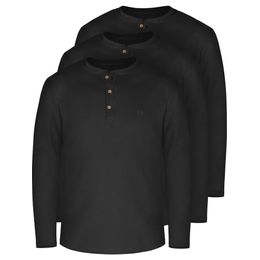 Normani 3er Set Herren Langarm Shirts aus Bio-Baumwolle Neuville in Schwarz | Gr.: S