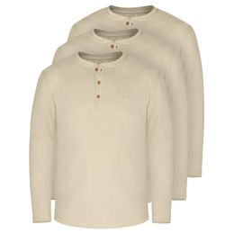 Normani 3er Set Herren Langarm Shirts aus Bio-Baumwolle Neuville in Beige | Gr.: S