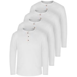 Normani 4er Set Herren Langarm Shirts aus Bio-Baumwolle Neuville in Wei&szlig; | Gr.: L