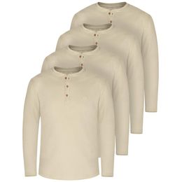 Normani 4er Set Herren Langarm Shirts aus Bio-Baumwolle Neuville in Beige | Gr.: L